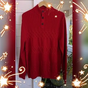 Chaps | Sweaters | Chaps Mens Red 3 Button Fishermans Sweater | Poshmark